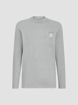 Brunello Cucinelli Comfort Silk Jersey Long Sleeve T-shirt With Embroidery - Medium Grey