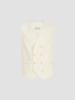 Brunello Cucinelli Virgin Wool And Cotton Chevron One And A Half Breasted Waistcoat - Panama