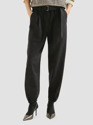 Brunello Cucinelli Virgin Wool And Cashmere Twill Flannel Loose Cargo Trousers