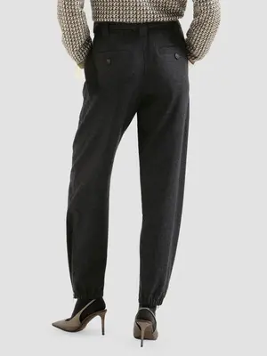 Brunello Cucinelli Virgin Wool And Cashmere Twill Flannel Loose Cargo Trousers