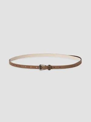 Brunello Cucinelli Sparkling Textured Leather Belt With Shiny Loop - Hazelnut