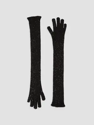 Brunello Cucinelli Dazzling Texture Knit Gloves - Black