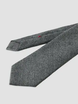 Brunello Cucinelli Virgin Wool Flannel Tie - Medium Grey