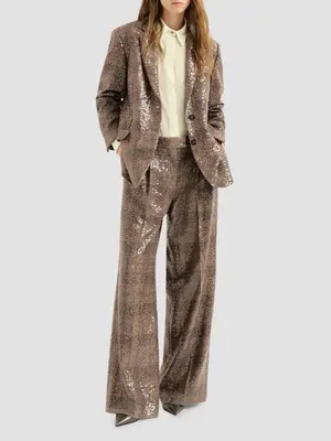 Brunello Cucinelli Silk Sparkling Pinstripe Shirt With Monili