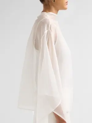 Staud Fia Silk Chiffon Poncho Top