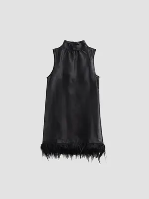 Staud Albee Silk Organza Feather-hem Mini Dress