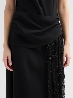 Staud Effie Draped Asymmetric Midi Dress