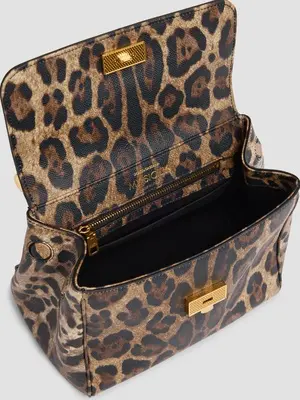 Dolce & Gabbana Sicily Leopard-print Leather Top Handle Bag