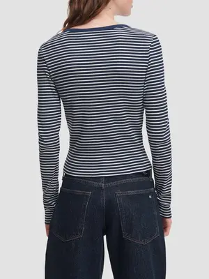 Rag & Bone The Essential Rib Striped Long-sleeve Shirt - Navy Multi