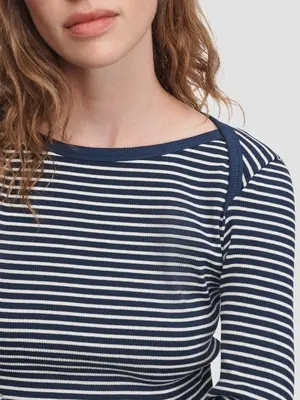 Rag & Bone The Essential Rib Striped Long-sleeve Shirt - Navy Multi