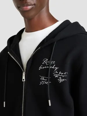 Givenchy Zipped Hoodie In Fleece With Scripty Print