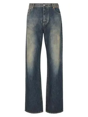 Fendi Vintage-effect Regular-fit 5-pocket Jeans With Belt Loops - Blu