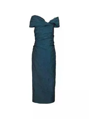 Ulla Johnson Violeta Off-shoulder Floral-jacquard Midi Dress - Blue