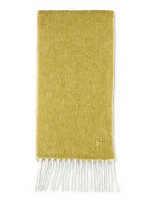 THE FRANKIE SHOP Fringed Wool Blend Scarf - Lime Multi