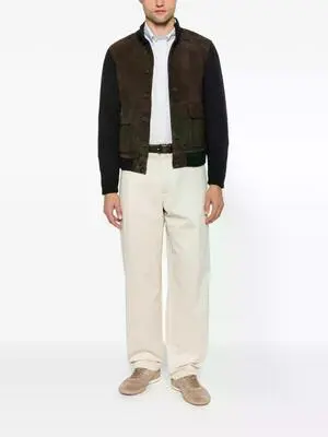 THE JACK LEATHERS Suede Panelled Knitted Jacket