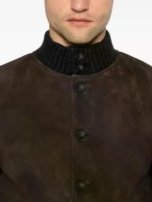 THE JACK LEATHERS Suede Panelled Knitted Jacket