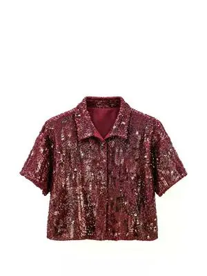 WEILI ZHENG Sequin-embellished Cropped Shirt