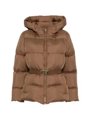 Max Mara Down Jacket With Hood, Zip Front & Waist Belt