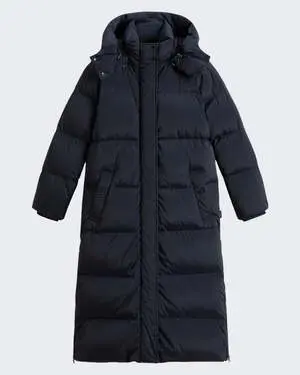 Woolrich Horizontal Quilted Jacket With Removable Hood & Ribbed Cuffs - Blu