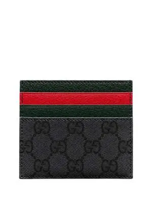 Gucci Mini Gg Canvas Card Case Wallet With Leather Trim - Nero