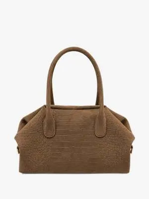 THEMOIRE Talia Mini Vegan Suede Shoulder Handbag With Magnetic Closure - Marrone