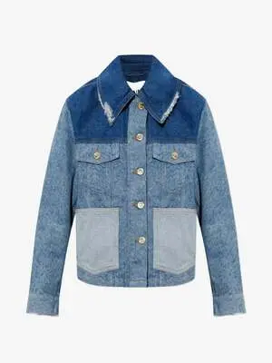 GANNI Denim Jacket With Front Pockets - Blu