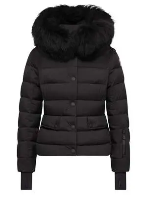 Moncler Down-filled Technical Coat With Detachable Sheepskin Hood Trim - Nero