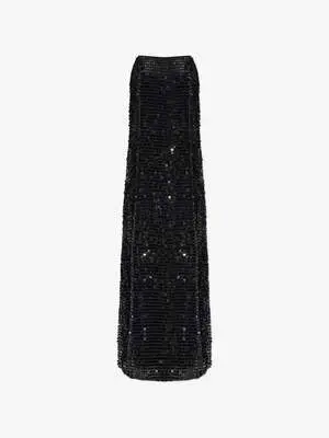 ROTATE BY BIRGER CHRISTENSEN Sequin Maxi Dress With Slim Straps - Nero