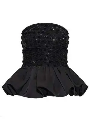 ROTATE BY BIRGER CHRISTENSEN Sequin Off-the-shoulder Mini Top With Balloon Hem