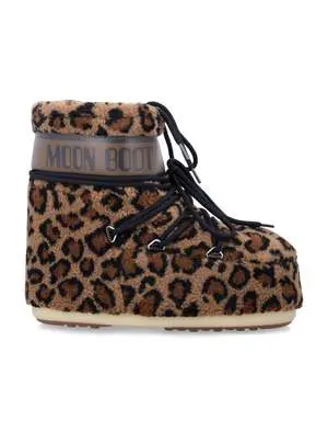Moon Boot Mini Lace-up Faux Fur Snow Boot - Marrone