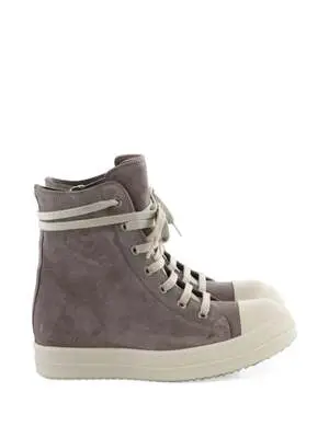 Rick Owens Suede Mini High-top Sneaker With Side Zip & Front Lace-up - Sage Green