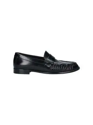 POEVE Leather Penny Loafers - Black