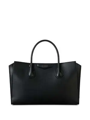 Givenchy Glossy Calfskin Medium Handbag With Pentagonal Gold-embossed Signature