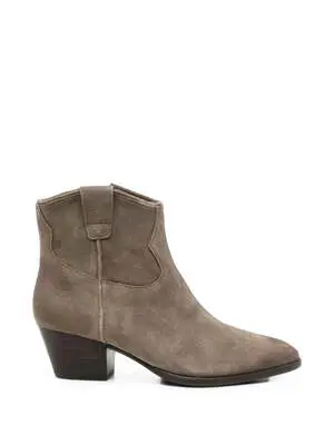 Ash Suede Side-zip Ankle Boot With Leather Sole And 5.5 Cm Heel - Grigio