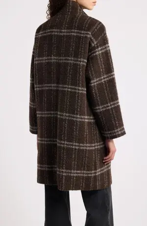 Eileen Fisher High Collar Grid Alpaca Blend Coat
