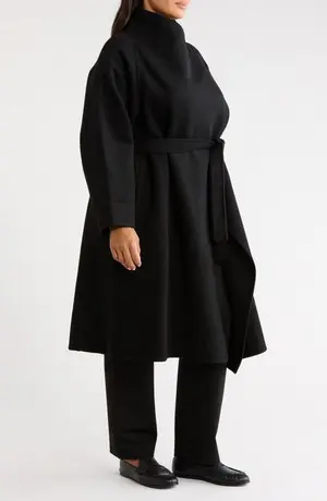 Eileen Fisher Drape Neck Wool Coat