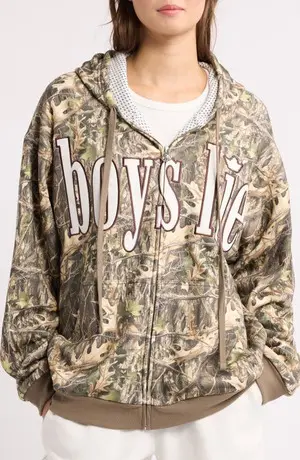 BOYS LIE Manhunt Harley Full Zip Graphic Hoodie