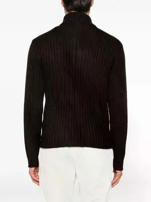 DANIELE FIESOLI Suede-panelled Ribbed-knit Cardigan