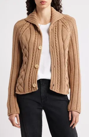 Frank & Eileen Cotswolds Mini Cable Knit Cardigan - Camel