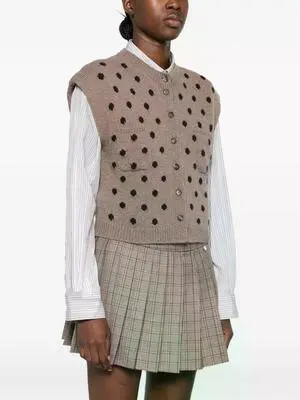 VANISE Polka-dot Knit Vest