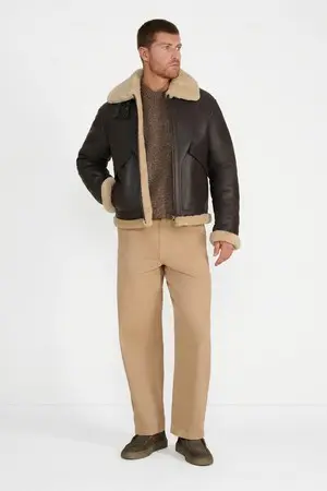 FURNIQ UK Hudson Leather Shearling Jacket
