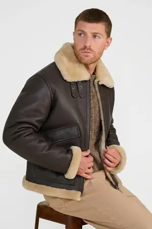 FURNIQ UK Hudson Leather Shearling Jacket