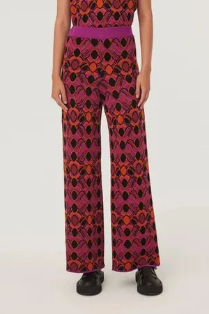 EXQUISE Patterned Knit Trousers - Multi Color