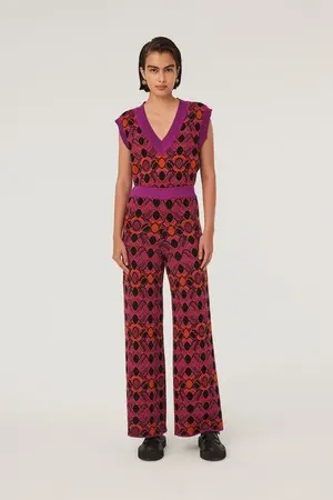 EXQUISE Patterned Knit Trousers