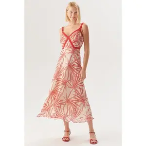 EXQUISE Rosemary Midi Dress - Red