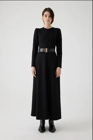 EXQUISE Anthea Belted Long Sleeve Maxi Dress