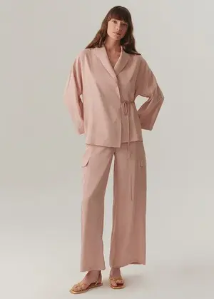 EXQUISE Molly Wrap Tie Modal Jacket