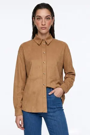 EXQUISE Long Sleeve Snap Button Shirt