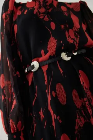 EXQUISE Allyn Tie Chiffon Midi Dress