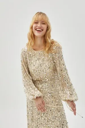 EXQUISE Anatole Pleated Midi Dress